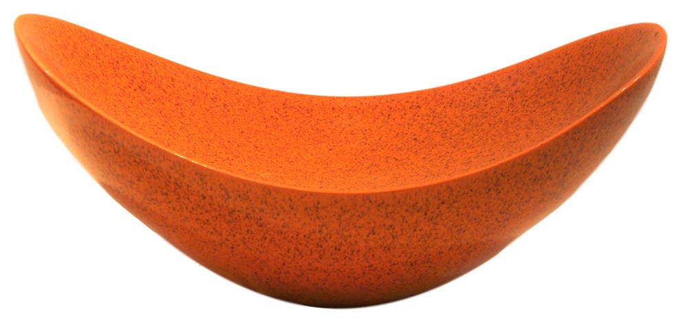 Retro Orange Midcentury Swoop Shape Decorative Bowl Wide Modern Elegant ...