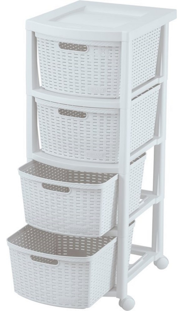Rimax White Four Drawer Rolling Cart - Utility Carts - by Homesquare ...