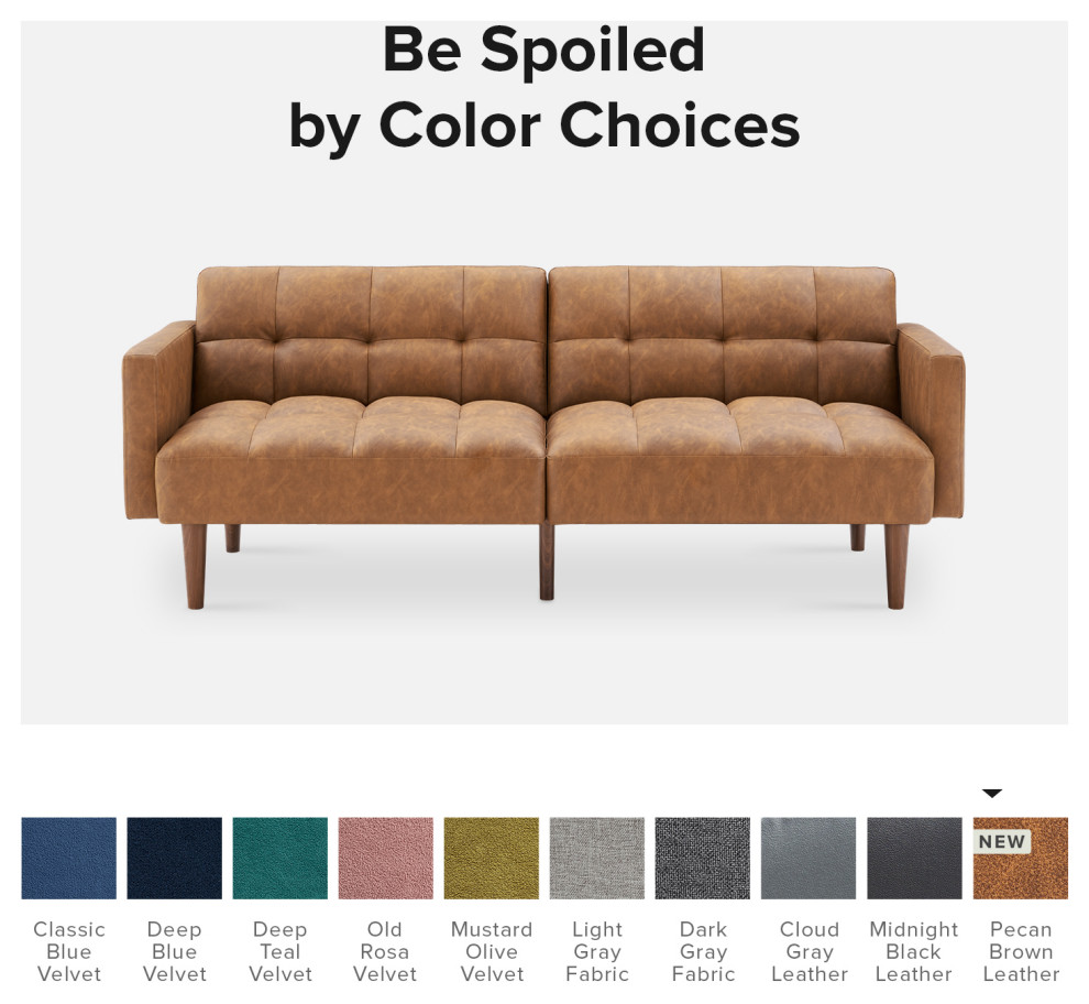 Mopio Aaron Futon Convertible Sofa Sleeper Light Gray - Midcentury ...