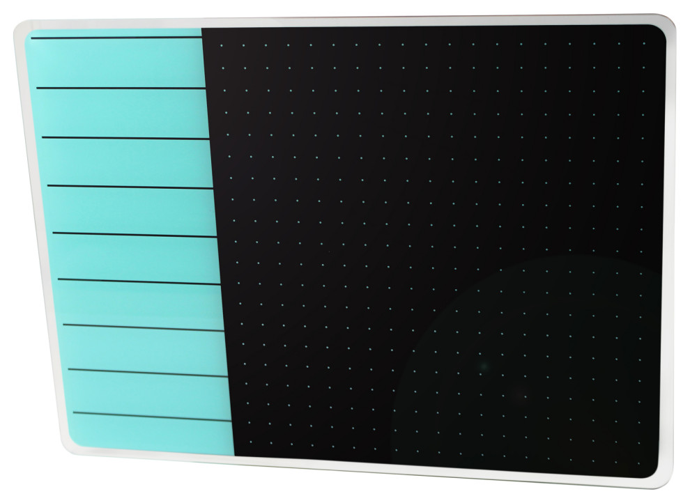 Viztex Glacier Teal and Black Plan and Grid Glass Dry Erase Board, 17 ...
