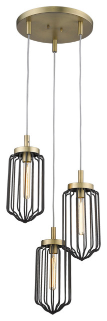 Reece 3-Light Aged Brass Chandelier - Industrial - Chandeliers - by ...