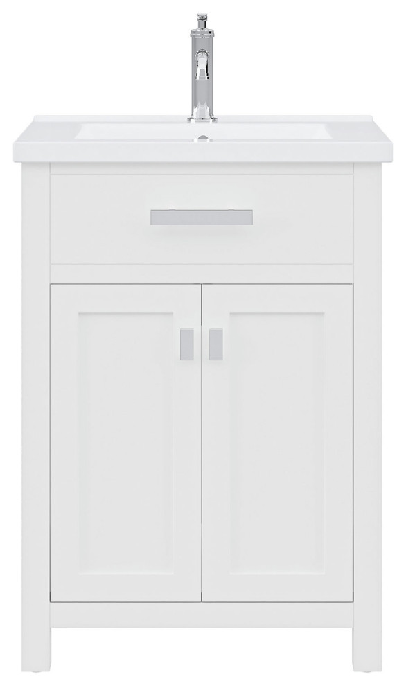 Myra 24" Integrated Ceramic Sink Top Vanity - Transitional - Bathroom ...