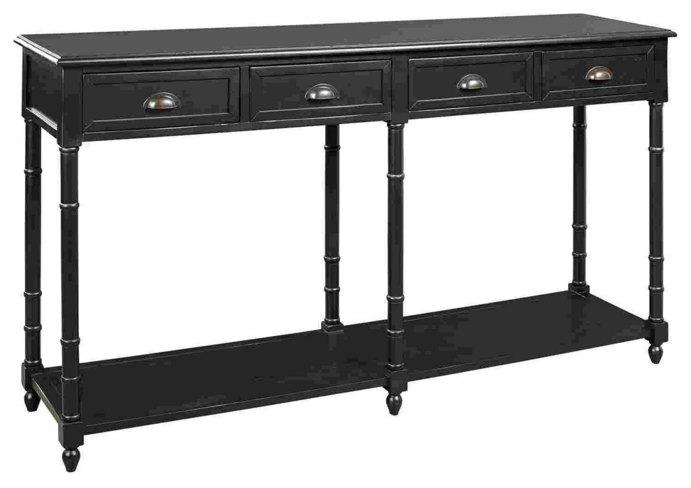 Benzara BM266412 Wooden Console Sofa Table With 4 Spacious Drawers ...