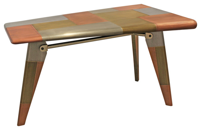 Mar Vista Tri-Tone Metal Cladded Writing Desk in Copper Finish ...