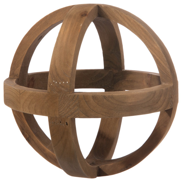 Round Wood Dyson Orb Natural Brown Finish, Small - Contemporary ...