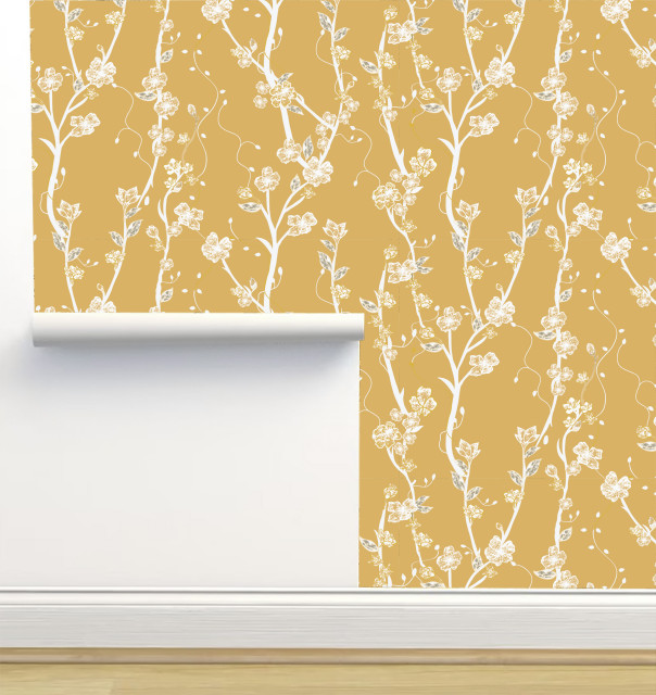 Cherry Blossom Yellow Wallpaper by Monor Designs, Sample 12"x8 ...