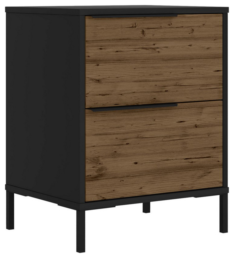Benzara UPT-225263 Office Accent Storage Cabinet With 2 Drawers, Black ...
