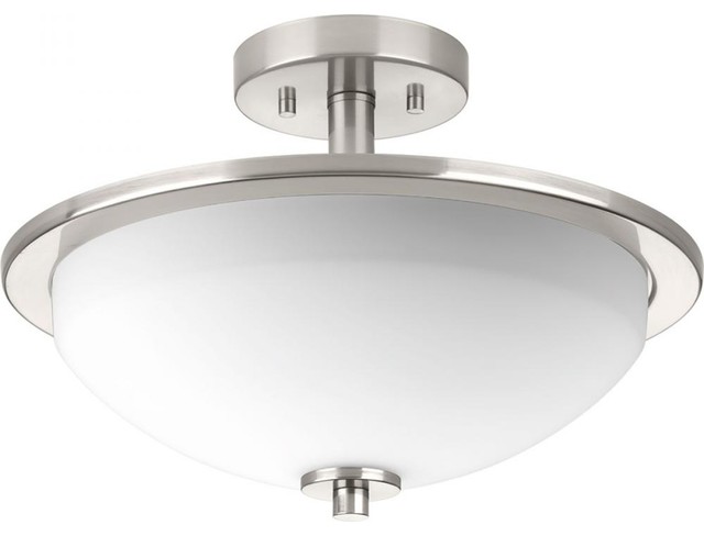 2-Light Semi-Flush Convertible, Brushed Nickel - Traditional - Flush ...