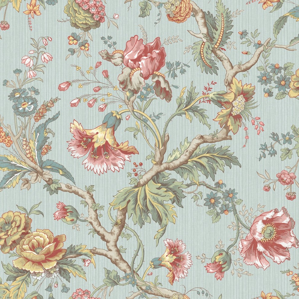 Classical Jacobean Wallpaper in Blue BM60402 from Wallquest, 27.000 ...