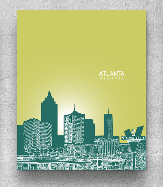 Atlanta, Georgia Skyline Art Poster - Contemporary - Prints And Posters ...