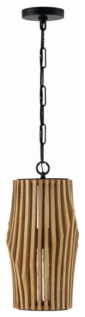 Archer 1-Light Pendant, Light Wood and Matte Black - Transitional ...