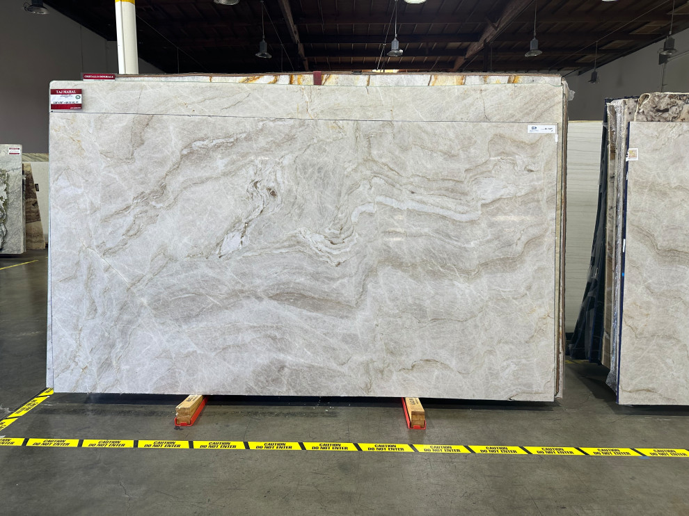 Cabinet colors except white to pair with Taj Mahal countertops