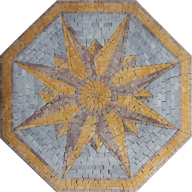 Octagon Mosaic Art - Aurora II, 31" x 31" - Beach Style - Tile Murals ...