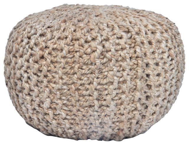 Olivia Jute Handmade Pouf - Beach Style - Floor Pillows And Poufs - by Crestview Collection | Houzz