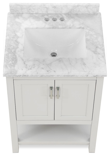 Affinity Bathroom Vanity With Carrara Marble Countertop, 25 in ...