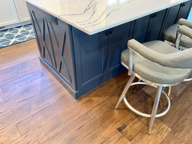 White and Blue Cabinet Kitchen with Cambria Portrush Quartz ...