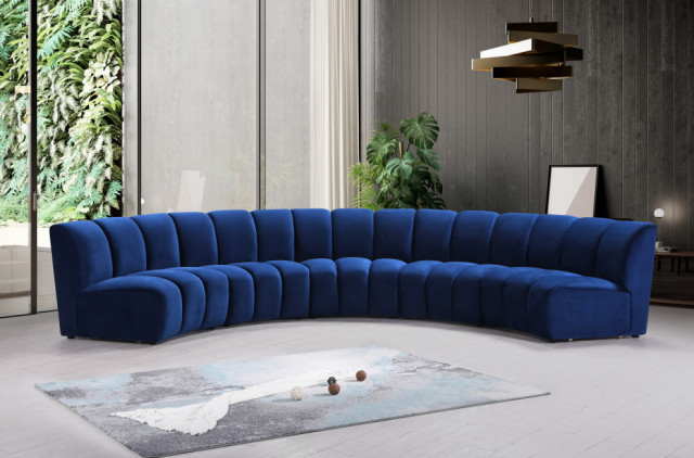 Infinity Channel Tufted Velvet Modular Chair, 5 Piece - Contemporary ...