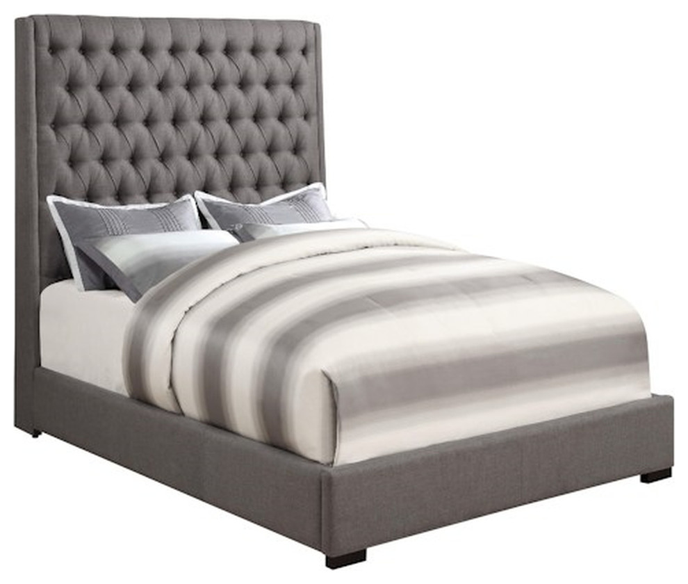 Emma Mason Signature Moreen Queen Upholstered Bed in Grey Fabric ...