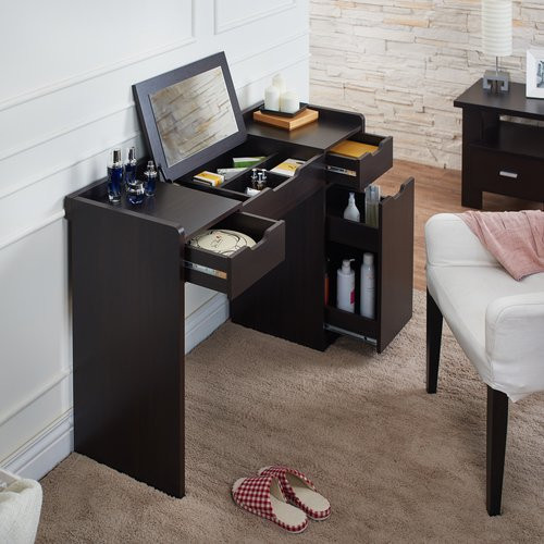 Transitional Vanity Table, Flip Up Mirror & Several Storage Drawers ...