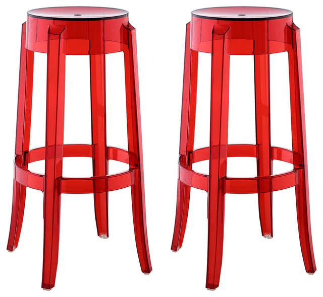 Modway Casper 29.5" Bar Stools, White, Set of 2 - Contemporary - Bar ...