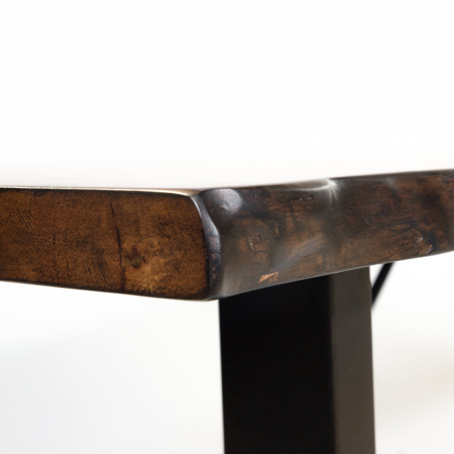 Industrial Dining Table, Striking Angled Metal Supports & Walnut ...