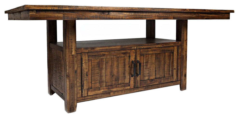 Wooden Dining Table, Distressed Dark Oak, Counter Height - Rustic ...