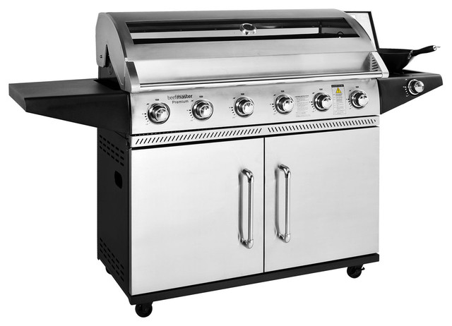 Premium Beefmaster 6 Burner BBQ on Cart with Side - Traditional - BBQs ...