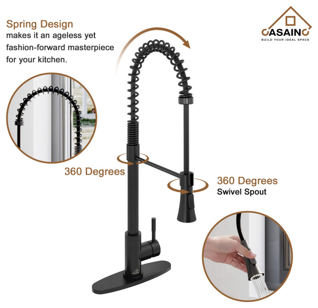 Kitchen Faucet Spring Pull Down Sprayer Dual-Function Spray Head Deck ...