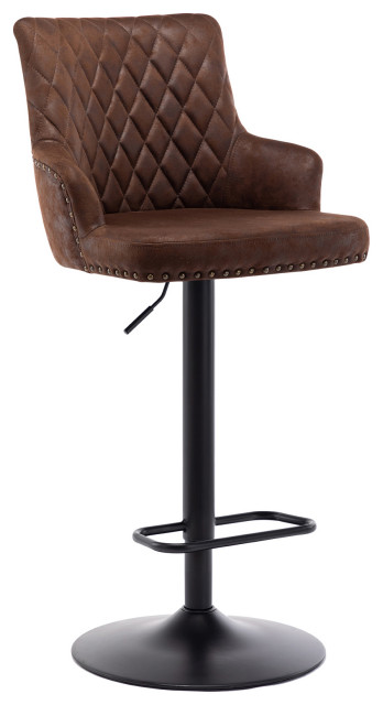 Diamond Stitched Height Adjustable Leathaire Bar Stool - Transitional ...