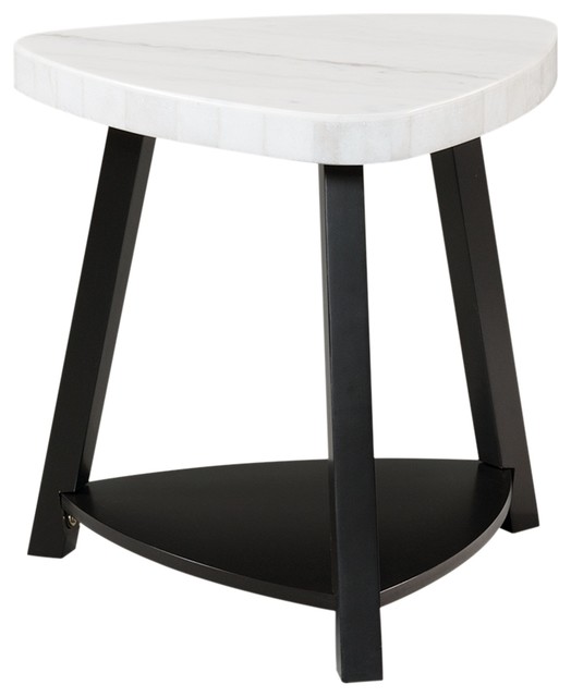 Picket House Lena White Marble Top End Table - Transitional - Side ...