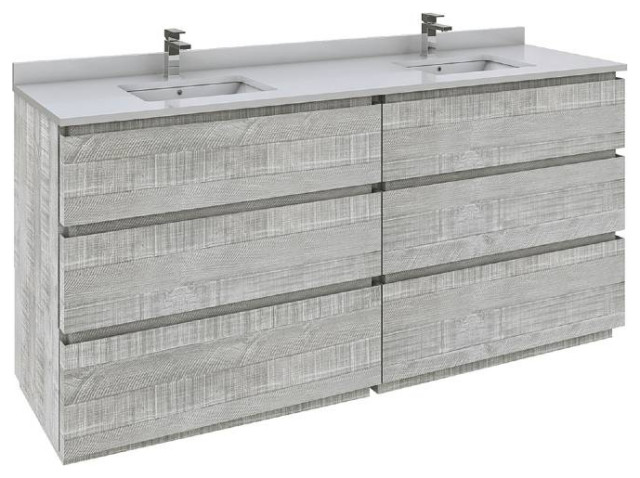 Fresca Formosa 72" Ash Freestanding Double Sink Modern Bathroom Vanity ...