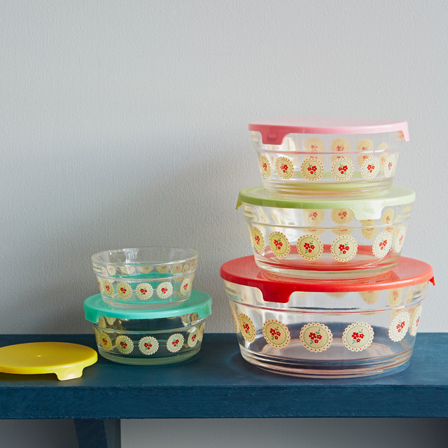 set of five pretty glass containers - Country - Food Storage Containers ...