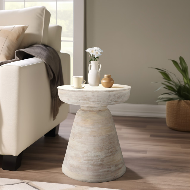 Wood, 19" Side Table, White, 16x16x19" - Farmhouse - Side Tables And ...