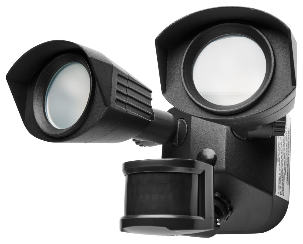 LED Security Light - Dual Head - Black Finish - 3000K - with Motion ...