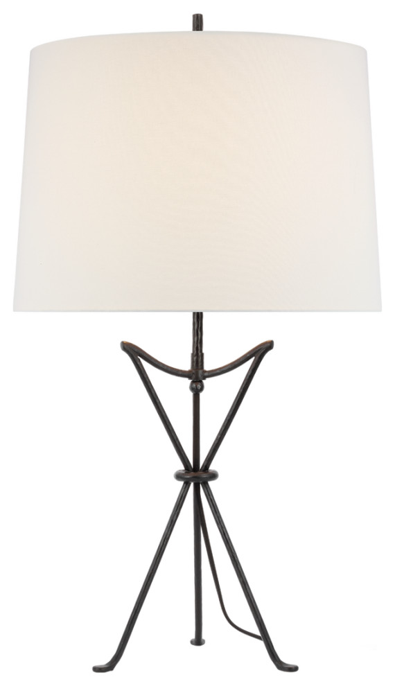 Neith Medium Table Lamp in Aged Iron with Linen Shade - Transitional ...