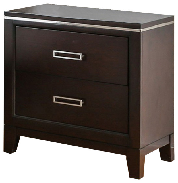 Benzara Contemporary Night Stand In Cherry Finish - Transitional ...