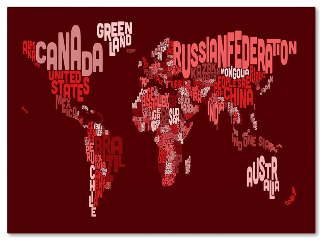 'World Text Map 3' Canvas Art by Michael Tompsett, 22" x 32 ...