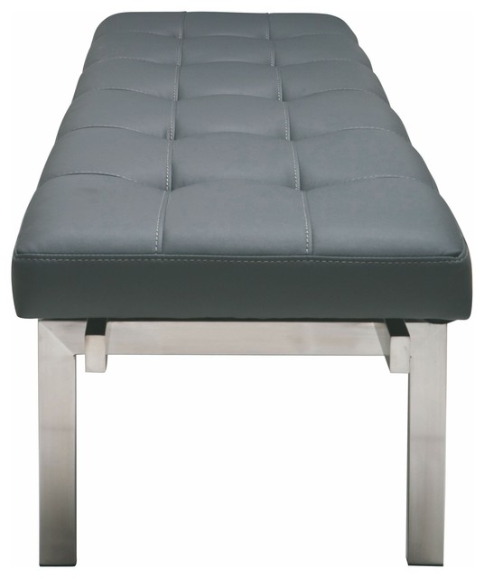 Louve Long Brushed Stainless Steel Frame Bench - Contemporary ...