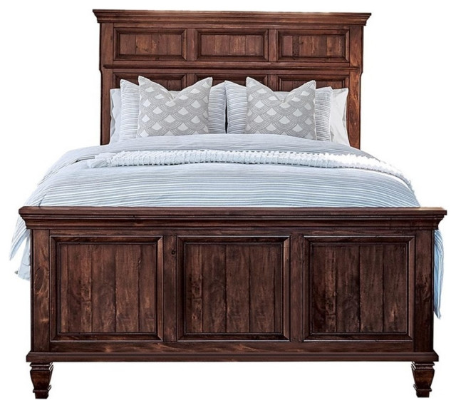 Pemberly Row Eastern King Wood Panel Bed in Weathered Burnished Brown ...