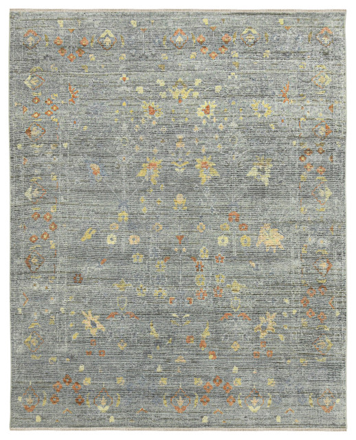 Jell Brien Light Gray Hand-Knotted Wool Area, 8'x10' - Contemporary ...