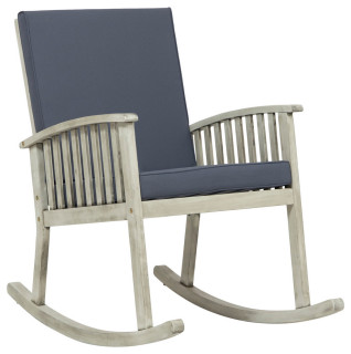 Beulah Outdoor Acacia Wood Rocking Chair - Farmhouse - Outdoor Rocking ...