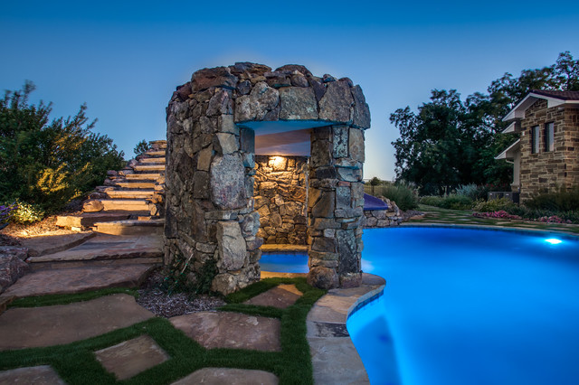 Stone Oasis - Luxury Swimming Pool with Grotto - Dallas, TX - Rustic ...