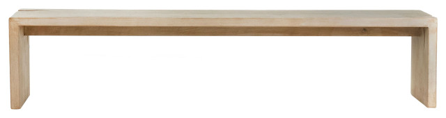 Evie Reclaimed Pine 84" Waterfall Style Dining Table Bench - Rustic ...