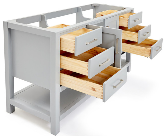 Ariel Magnolia 60" Sink Bath Vanity Base Gray - Transitional - Bathroom ...