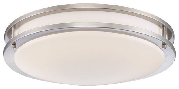 13W 1 LED Small Flush Mount, 14"Wx4"H Satin Nickel - Transitional ...