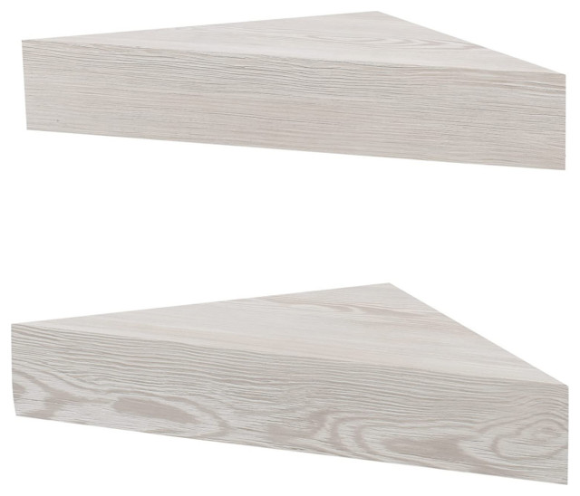 Kiera Grace Set of Two Wood Chunky Floating Triangle Corner Wall ...