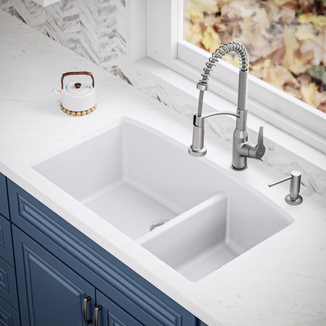 Karran Undermount Quartz 32" 60/40 Double Bowl Kitchen Sink ...