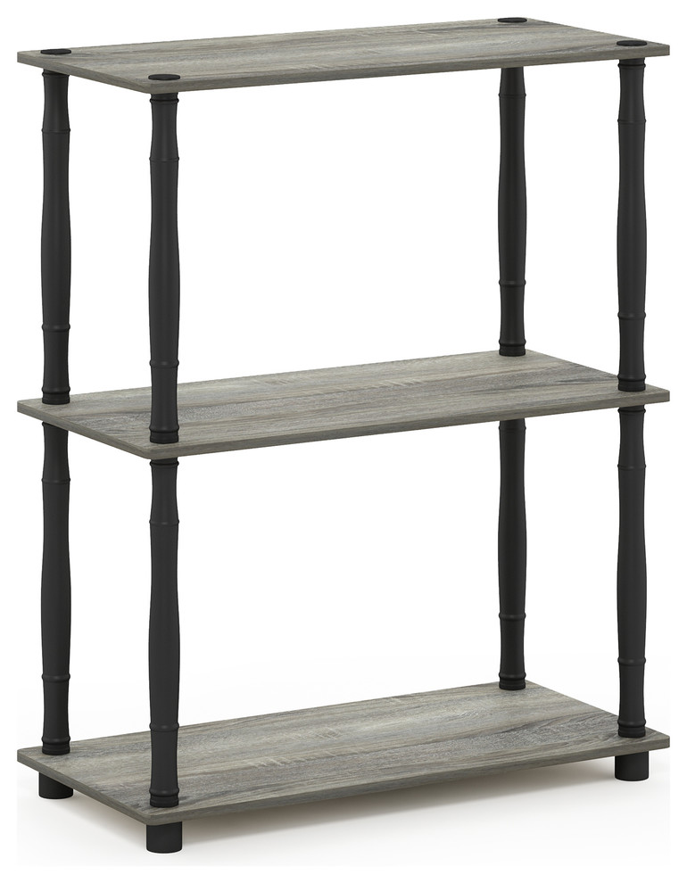 3-Tier Compact Shelf Display Rack With Classic Tube, French Oak Gray ...