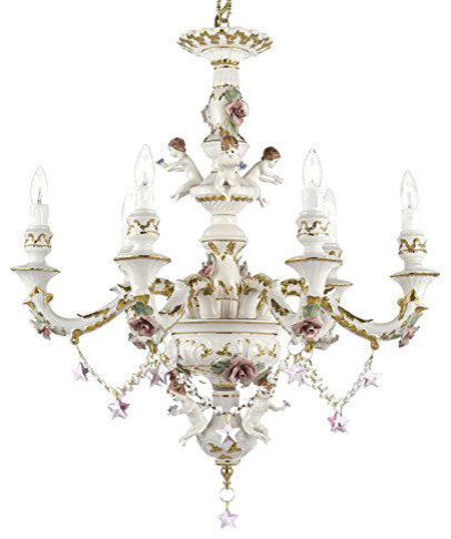 Authentic Capodimonte Porcelain Chandelier With Cherub Angels ...