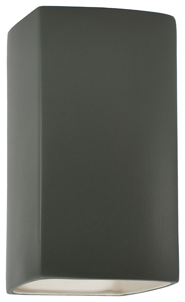 Ambiance Small Rectangle Outdoor Wall Sconce, Closed, Pewter Green, LED ...